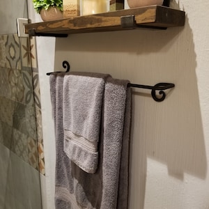 Rustic Towel Holder, Bathroom Towel Bar, Hand Forged Towel Hanger for ...