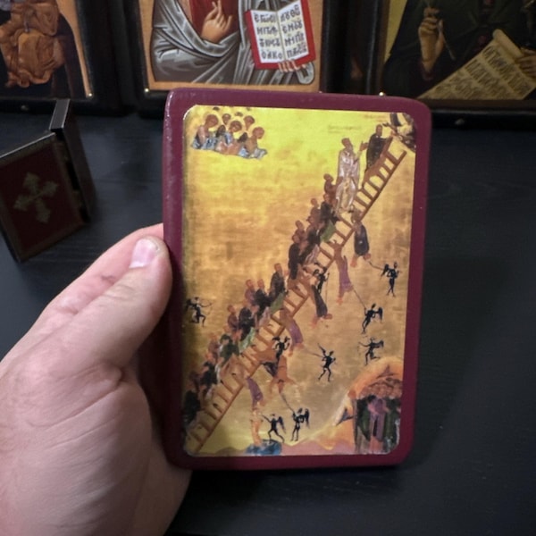 Handmade Mounted Icon | the Ladder of Divine Ascent. St John Climacus ...