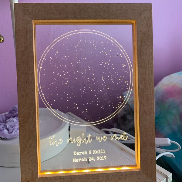 CUSTOM Night Light Star Map LED Frame for Loved Ones Family Friends Her ...