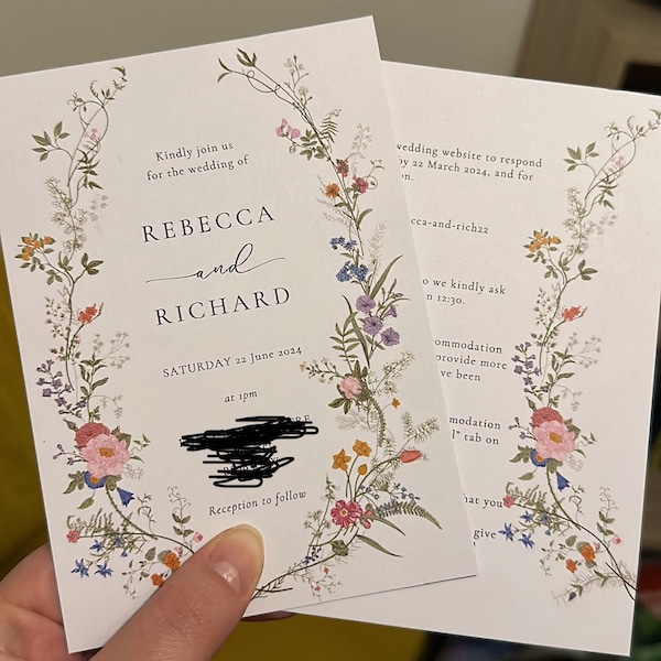 Wildflower Wedding Invitation Template, Printable Wedding Invitation ...