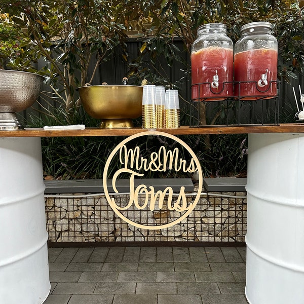 Personalised Wooden Hoop Sign for Wedding / Engagement - Custom Names ...