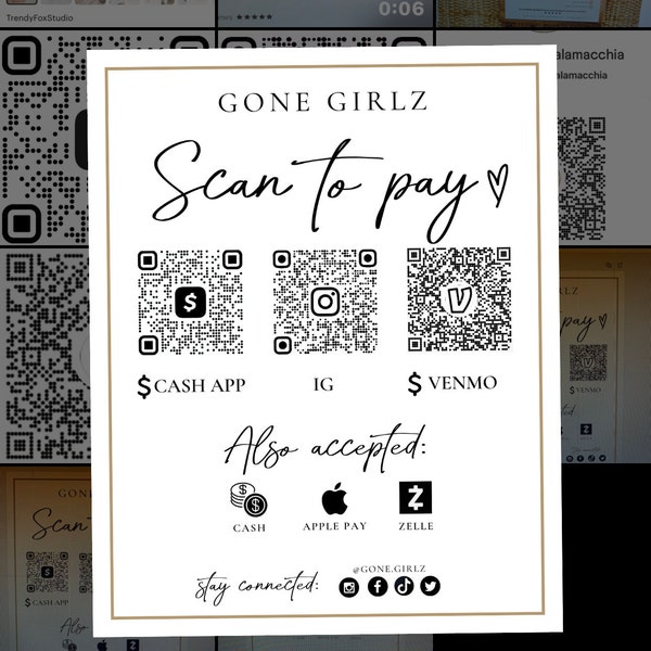 Printable Payment Sign QR Code Sign Canva Template, Scan to Pay Sign, Accepted Payments Sign ...