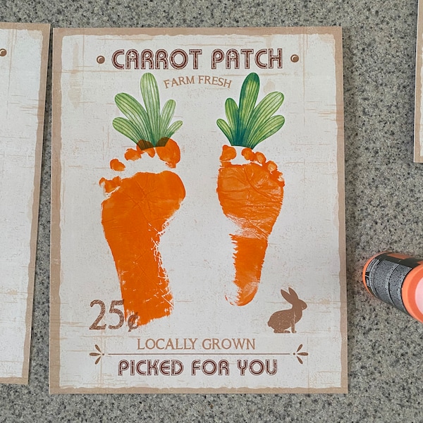 Farm Sign Carrot Patch Easter / Footprint Feet Art Craft / Kids Baby ...