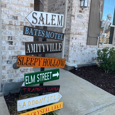 Halloween Directional Sign Porch Sign Distressed Cedar Wood Lawn ...