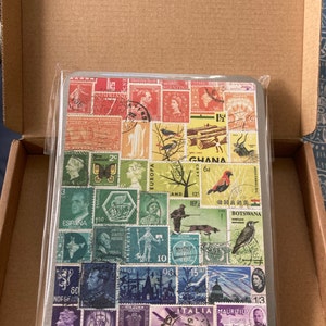 Abstract Stamp Art, Multicolour Wall Art Framed Upcycled Postage Stamp ...