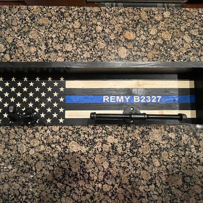 Engraved Personalized Police Gear Rack Thin Blue Line Galvanized Steel ...