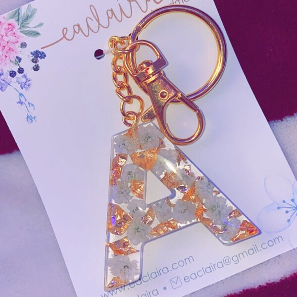 Real Flower Resin Keychain, Handmade Custom Keychain, 3D Letters ... Real Flower Resin Keychain, Handmade Custom Keychain, 3D Letters ...