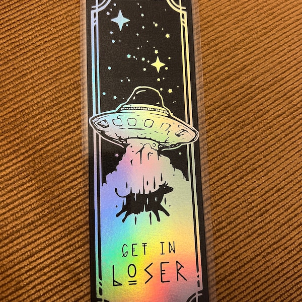 UFO Alien and Cow Funny Quote Foil Art Bookmark - Etsy