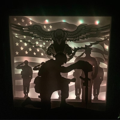 Fallen Soldier 3D Shadow Box Template, Light Box SVG, 3D Shadow Box SVG ...