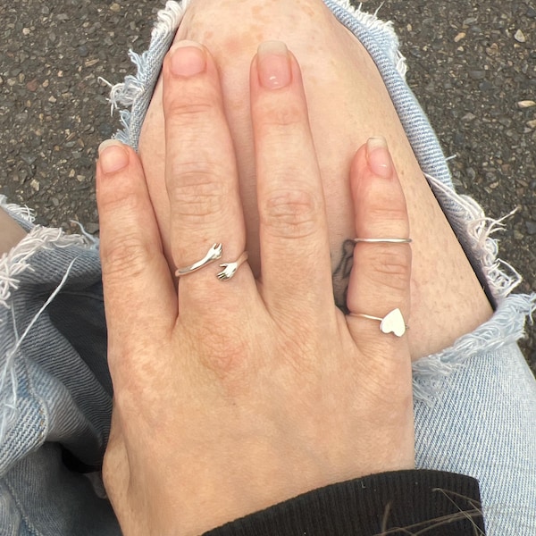 925 Sterling Silver Ring, Dainty Love Hug Ring, Hug Hand Ring, Couple Lover Ring, Perfect Gift ...