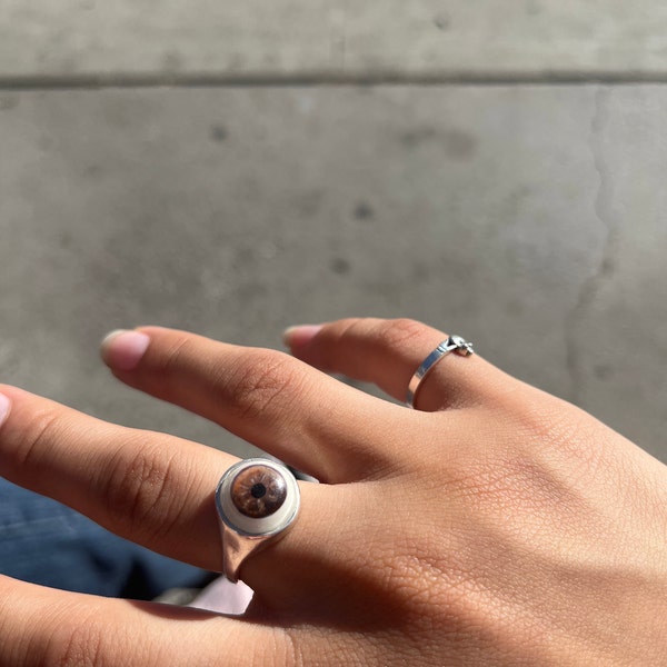 14k Gold Hand Painted "like A Virgin" Eyeball Ring / Evil Eye Ring ...