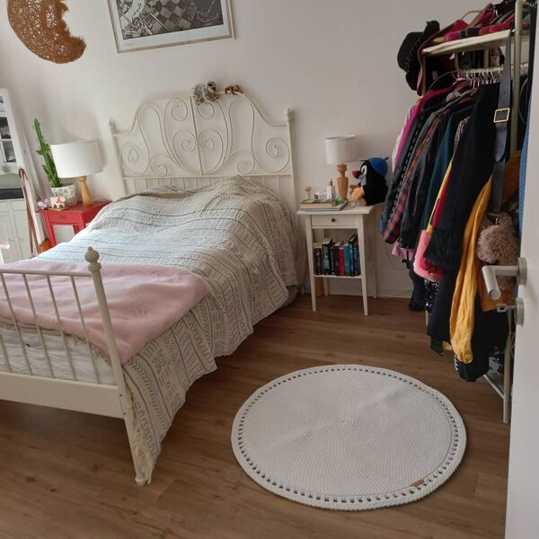 Teppich rund Badezimmer, Baumwollteppich beige, Teppich Babyzimmer ...