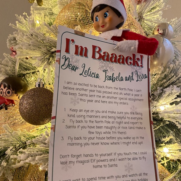 Elf Arrival Letter Elf Welcome and Departure Letters Elf Hello Letter ...
