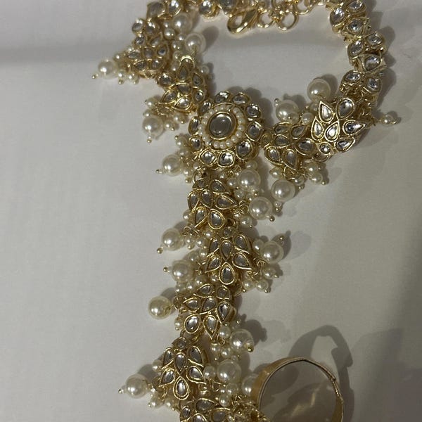 Kundan Single Hath Paan/bracelet/haath Phool/hathh Panja/finger Hand ...