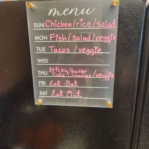 Minimalist Acrylic Weekly Menu Board | Dry Erase Meal Planner | Kitchen ...