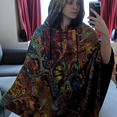 Psychedelic Hooded Poncho, Abstract, Hippie, Psy-trance, Festival ...