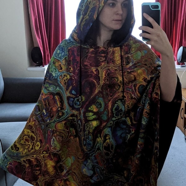 Psychedelic Hooded Poncho, Abstract, Hippie, Psy-trance, Festival ...