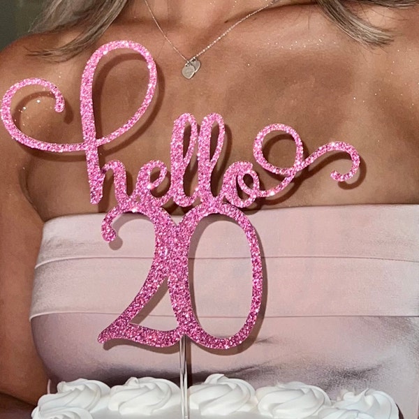 Hello 20 Cake Topper, Happy 20th Birthday Cake Topper, Happy 20th Party ...