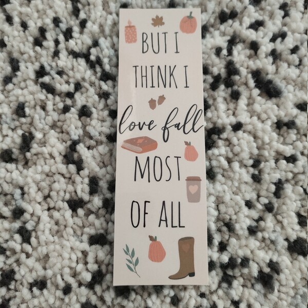 I Love Fall, Autumn Bookmark, Laminated Bookmark, Bibliophile, Bookish ...