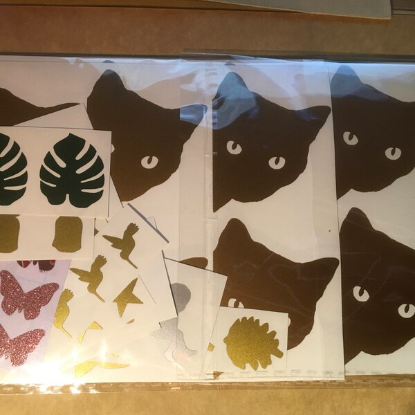 25+ Peeking Cat Stickers, Cat Head Decals, Removable Wallpaper, Gold ...
