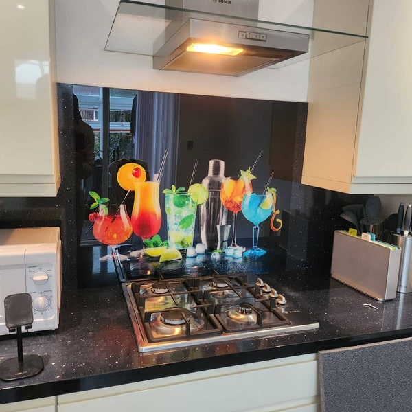 Abstract Splash Kitchen Glass Splashback - Heat Resistant 6mm Toughened ...