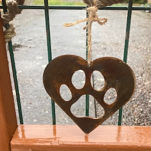 Rustic Rusty Metal Paw Print Love Heart Pet Dog Cat Memorial - Etsy