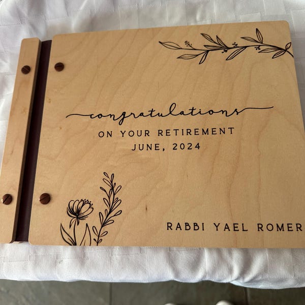 Personalized Retirement Gift, Wooden Guest Book With Custom Engraved ...