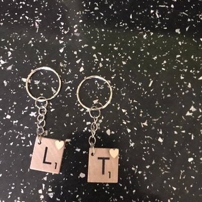 Scrabble Tile Keyring With Tiny Heart on the Front Personalised Initial ...