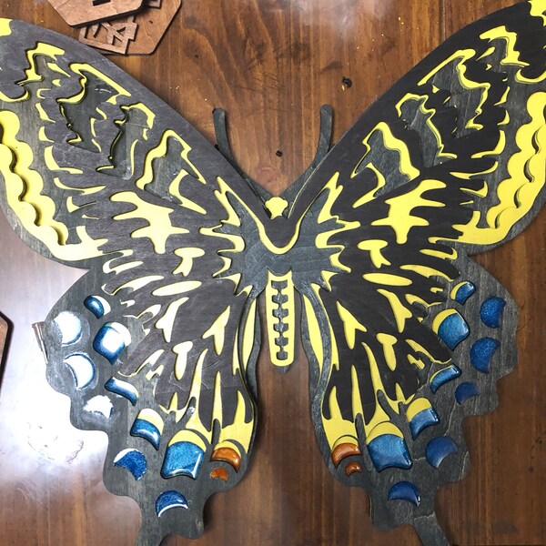 3D Layered Tiger Swallowtail Butterfly SVG PDF EPS, 3D Layered ...