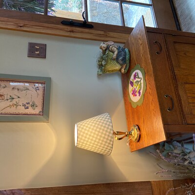 Green Gingham Check Lamp Shade. Checkered. Green and White. Shade is 9. ...