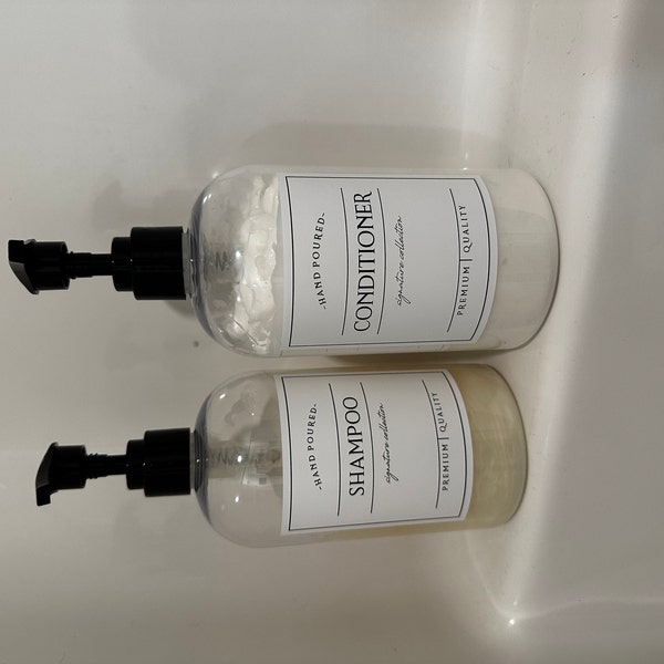 16oz PLASTIC Soap Bottles With Waterproof Label, Shower Bottles ...