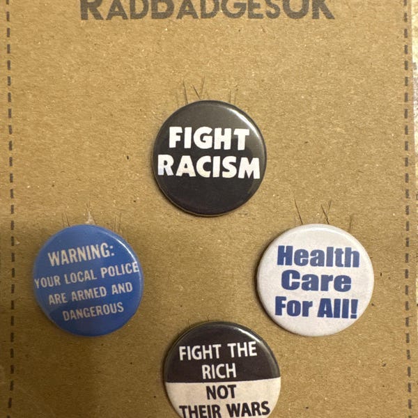 4 Vintage Remake Political Button Badges Socialist Liberal Healthcare ...