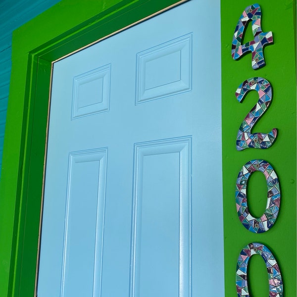 Ceramic Numeral With Mosaic Ornaments, Custom Numbers Wall Decor, House ...