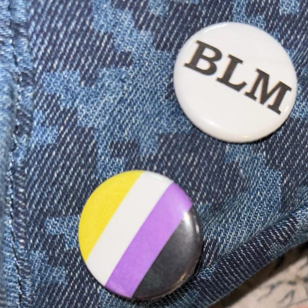 Gender Nonbinary Pride Flag Pin Badge Pinback Button ~ 1" Pin 1.5" Pin ...