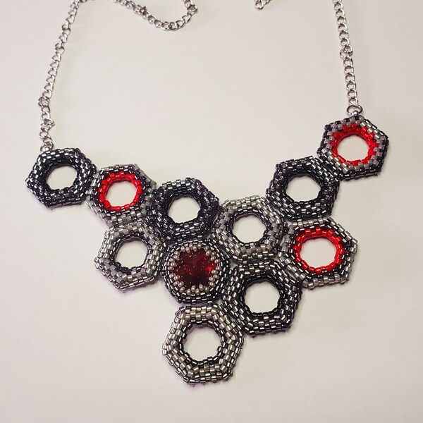 Beading Tutorial - Honeycomb - Beaded Necklace With Rivoli - Etsy