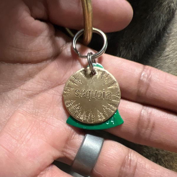 Name Tag for Dog, Hand Stamped Pet ID Tag, Trees, Personalized Dog Tag ...