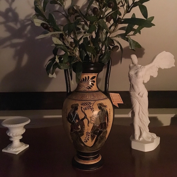Greek Ceramic AMPHORA Jar Vase Pot Painting Goddess Artemis God Apollo ...