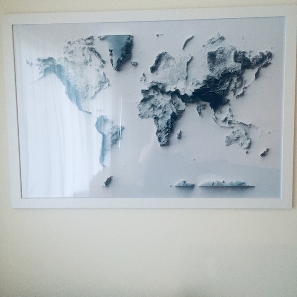 World Mercator Projection Poster | Topographic Shaded Relief Map ...