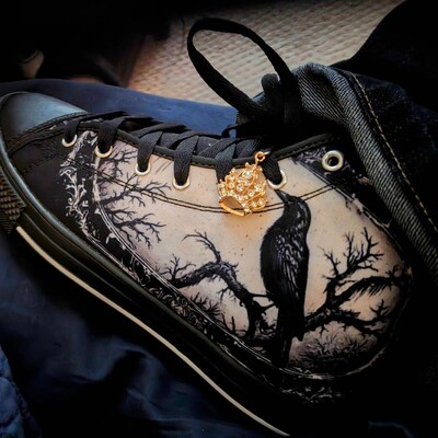 Koson Crow Hooded Cloak Outerwear Overcoat Raven Woodblock Print Fleece ...