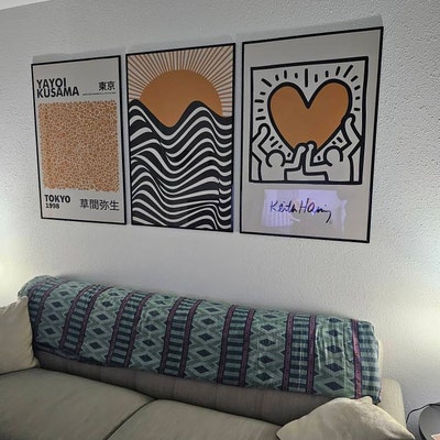 Set of 3 Sage Green Kusama, Keith Haring and Bauhaus Prints, Green Wall ...
