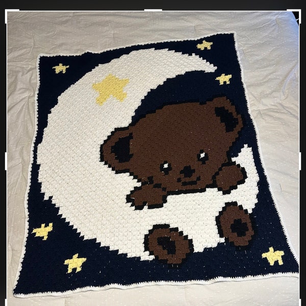 C2C Bear on the Moon Baby Crochet Pattern / C2C Baby Blanket / C2C Baby ...