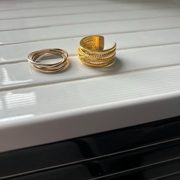 18k GOLD Plated Thumb Ring-chunky Dainty Ring for Women-open Adjustable Ring-weaved Layered Ring ...