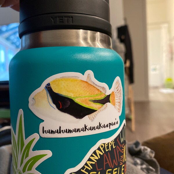 Hawaiian Humu Fish Vinyl Sticker || Ocean Stickers Surf Sticker Summer ...