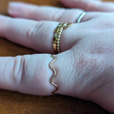 Handmade Ripple Stacking Ring / 14k Gold Filled or Sterling Silver ...