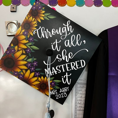 She Mastered It Grad Cap Topper Graduation Gift Tassel Custom Grad ...