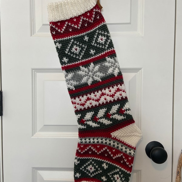 Holly Jolly Heirloom Stocking - Crochet Pattern Only - Crochet ...