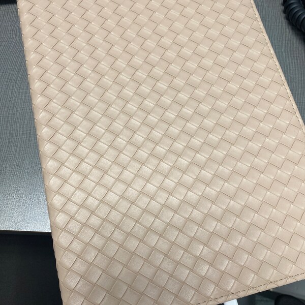 Woven Leather Milky Beige iPad Book Cover Personalised iPad 9.7 10.2 ...