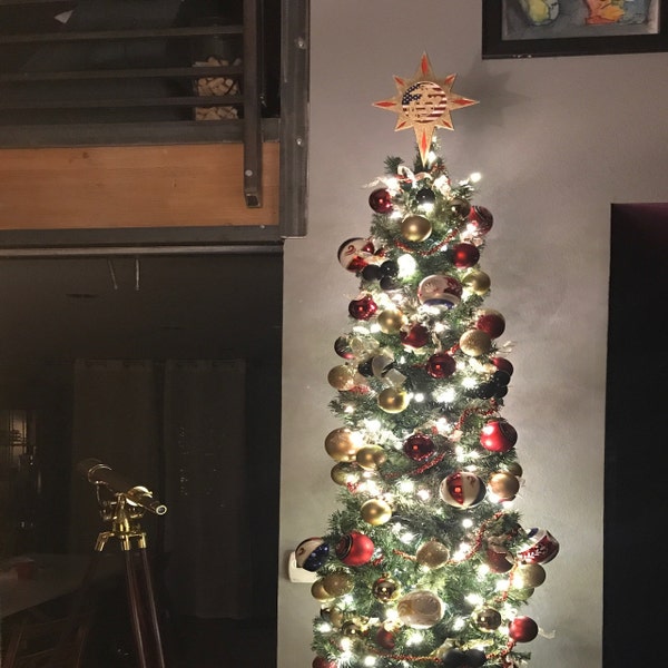 USMC Christmas Tree Topper Made of Wood With EGA and American Flag ...