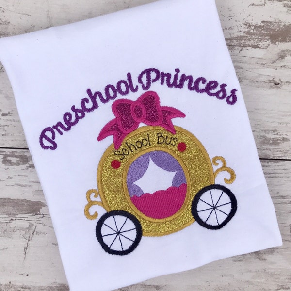 Preschool Princess Carriage Applique Design, Machine Embroidery Design ...