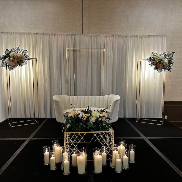 New! Set of 3 Pcs Plinths- Gold Round Metal Plinths Wedding Backdrop ...
